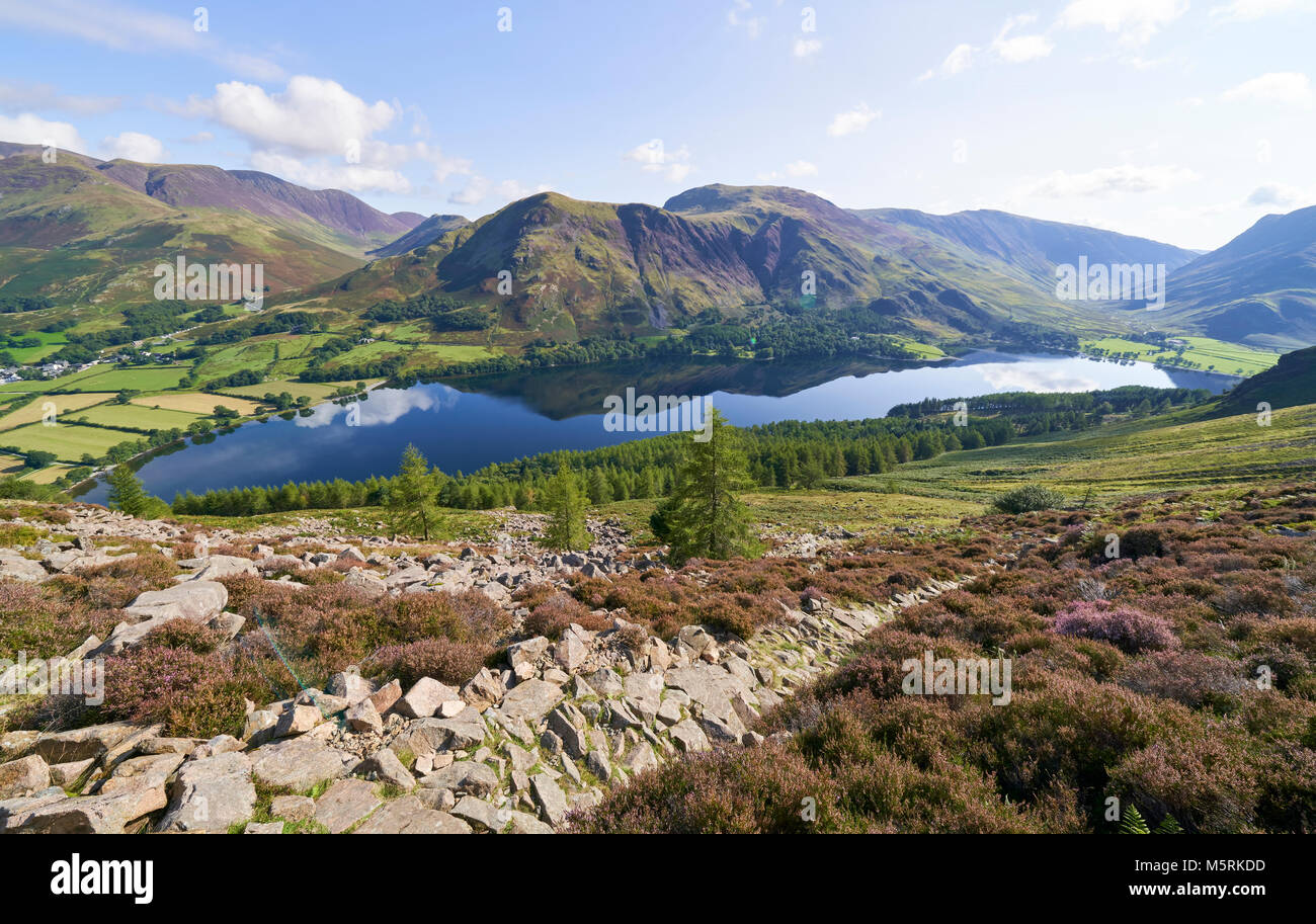 Views of Lake Buttermere on route to the summit of Red Pike with ...