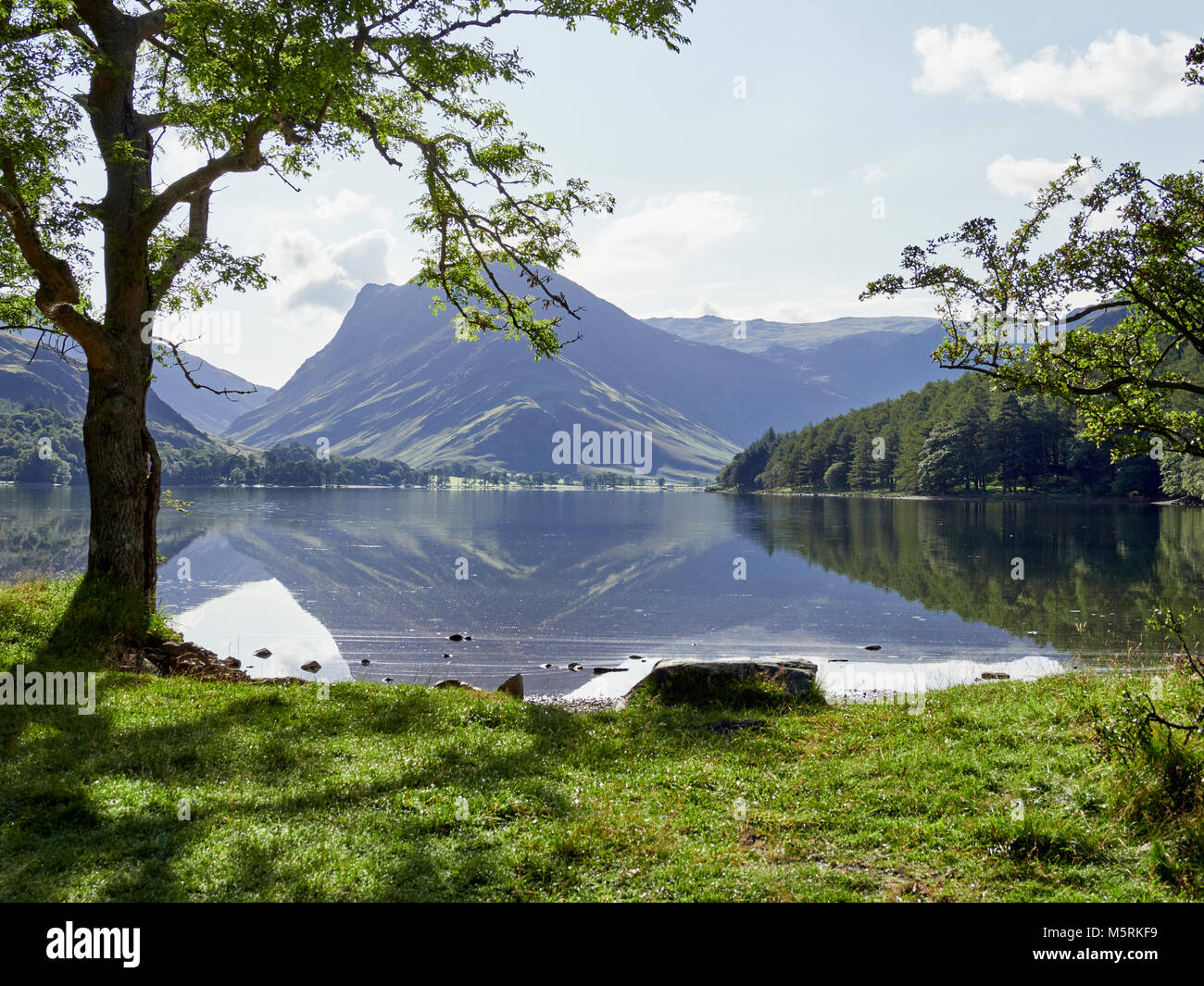 Views of Fleetwith Pike from the shore of Lake Buttermere in the ...