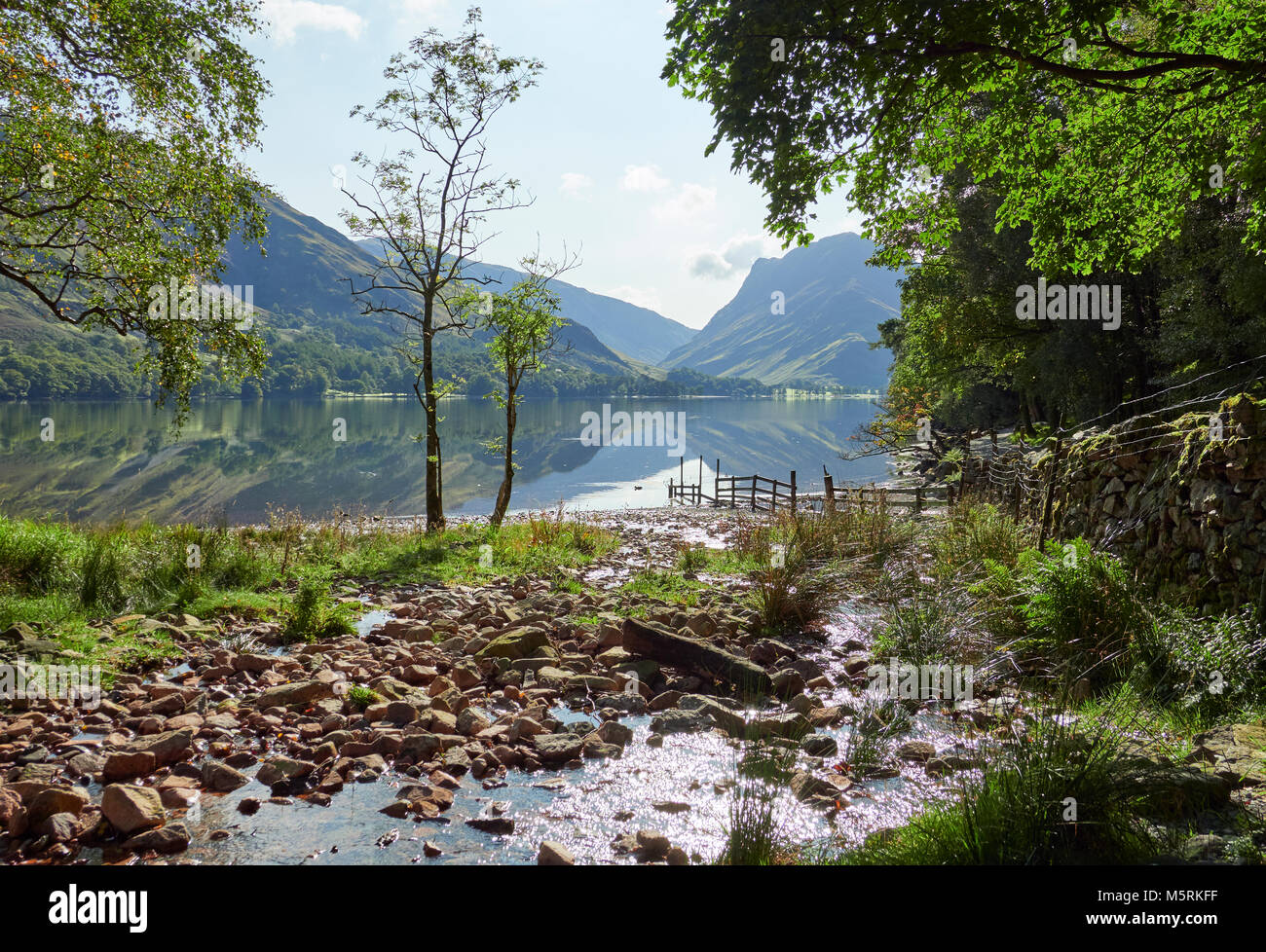 Views of Fleetwith Pike and Honister from the shore of Lake Buttermere ...