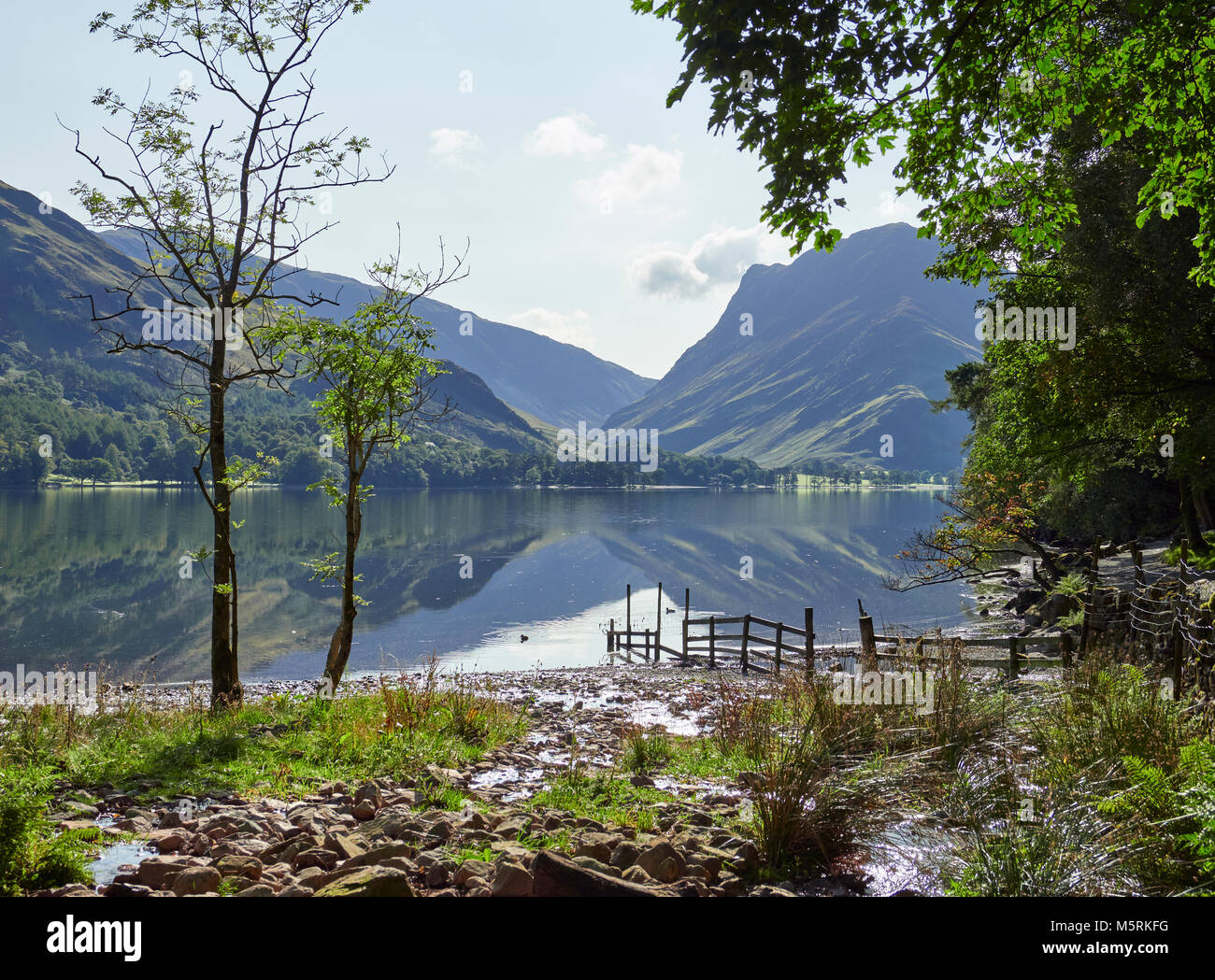 Views of Fleetwith Pike and Honister from the shore of Lake Buttermere ...