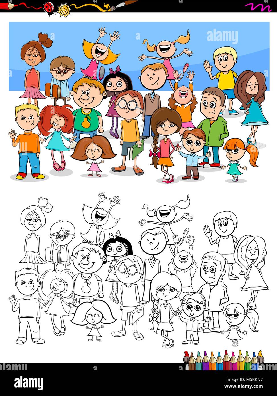 Little boys coloring page for kids Stock Vector Images - Alamy
