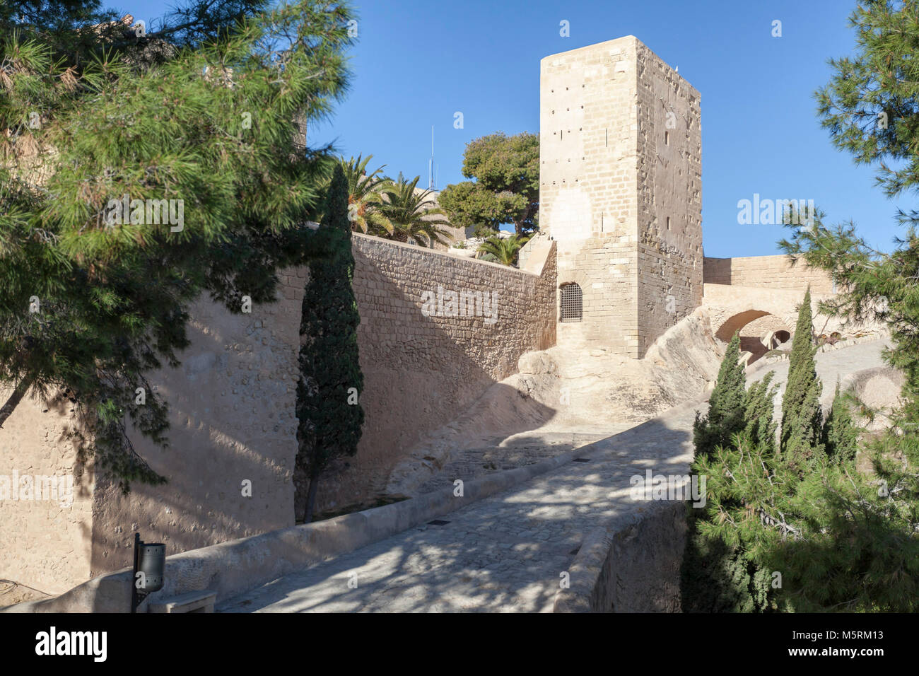 Santa Barbara castle fortress, historic monument. Alicante, Spain Stock ...