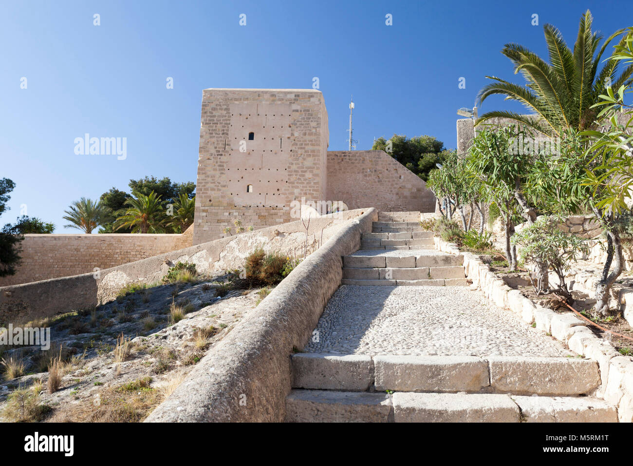Santa Barbara castle fortress, historic monument. Alicante, Spain Stock ...