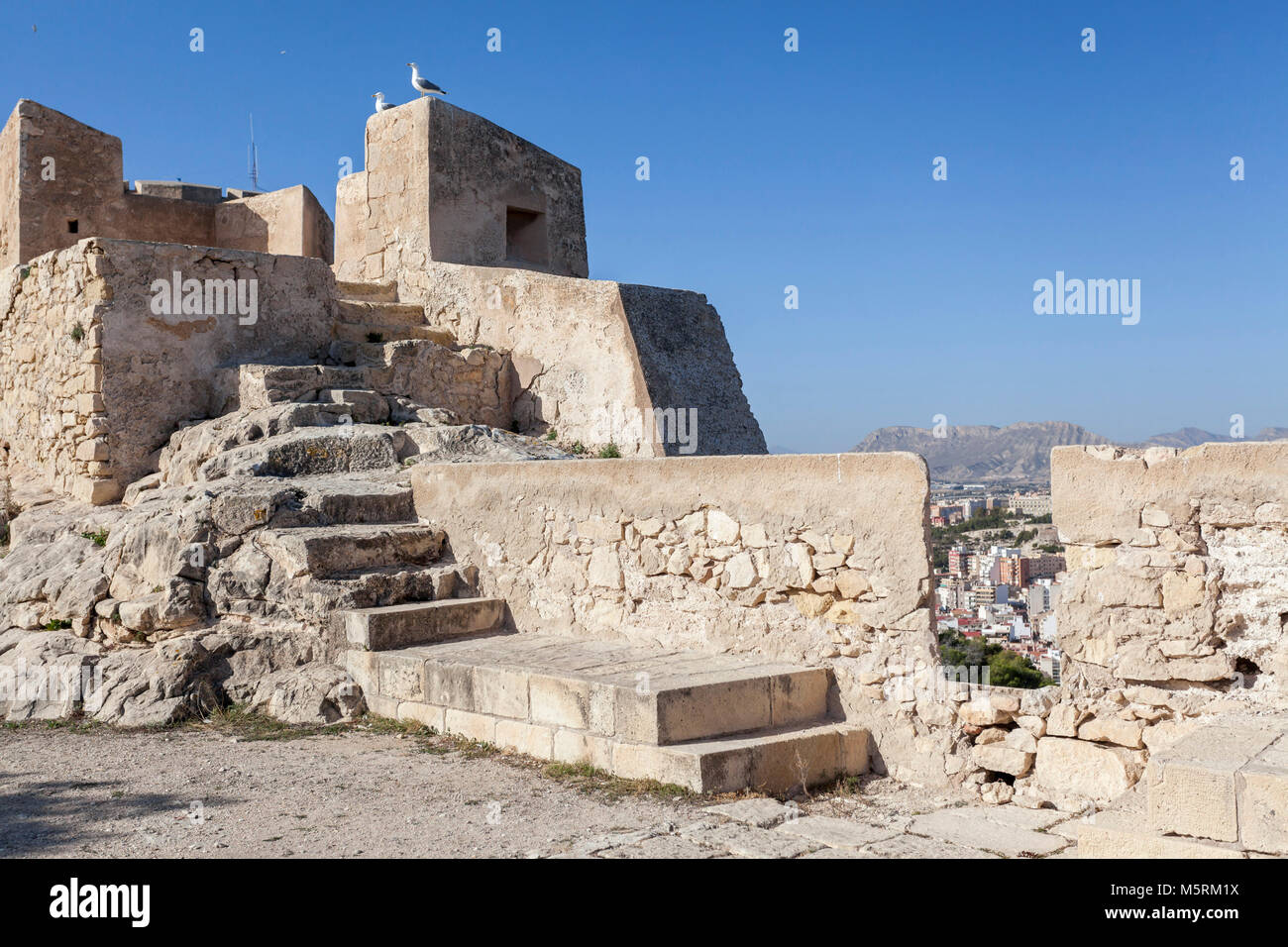 Santa Barbara castle fortress, historic monument. Alicante, Spain Stock ...