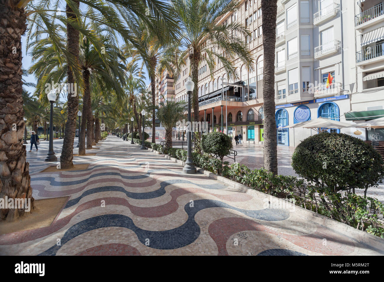 Popular street maritime promenade close to port,Alicante, Spain Stock ...