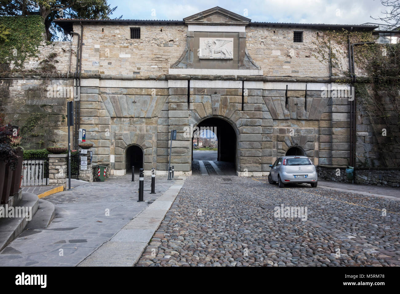 Historic center ancient area citta alta, old door , Porta San ...