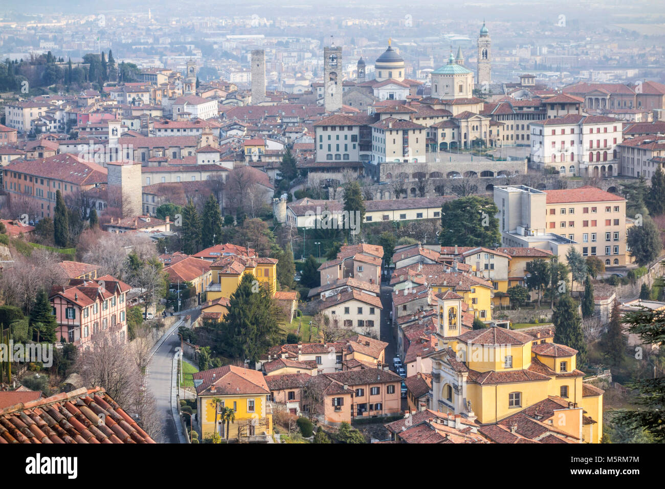 General city view of medieval area, Citta Alta, Bergamo,Lombardy,Italy ...