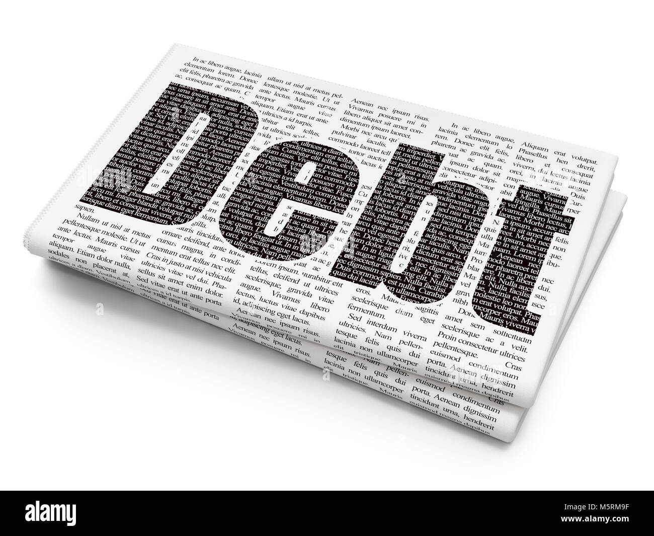 Banking concept: Debt on Newspaper background Stock Photo - Alamy