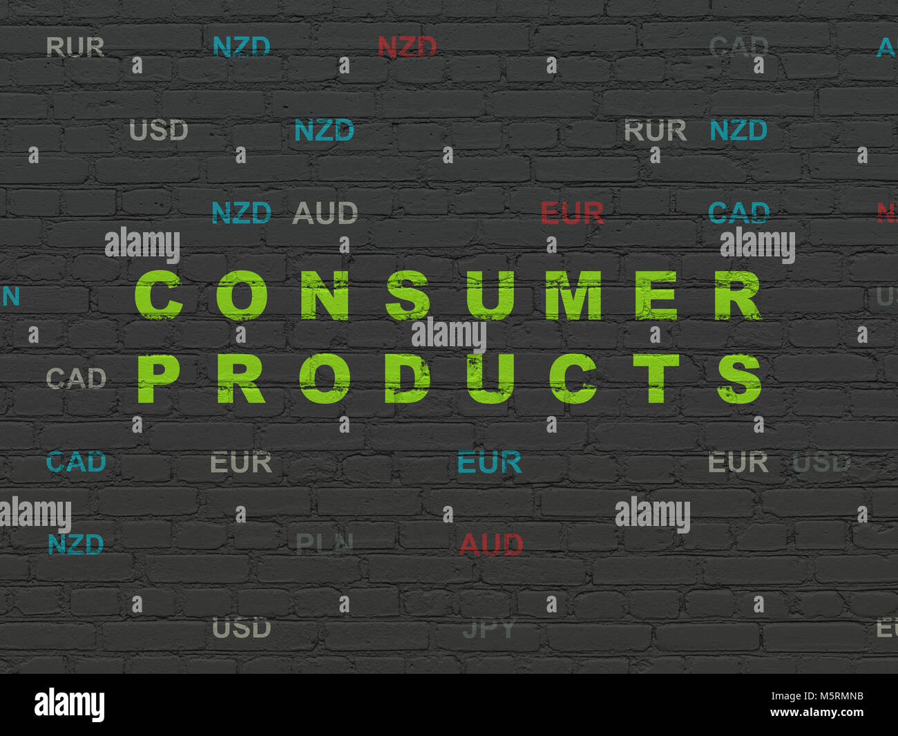 Finance concept: Consumer Products on wall background Stock Photo - Alamy