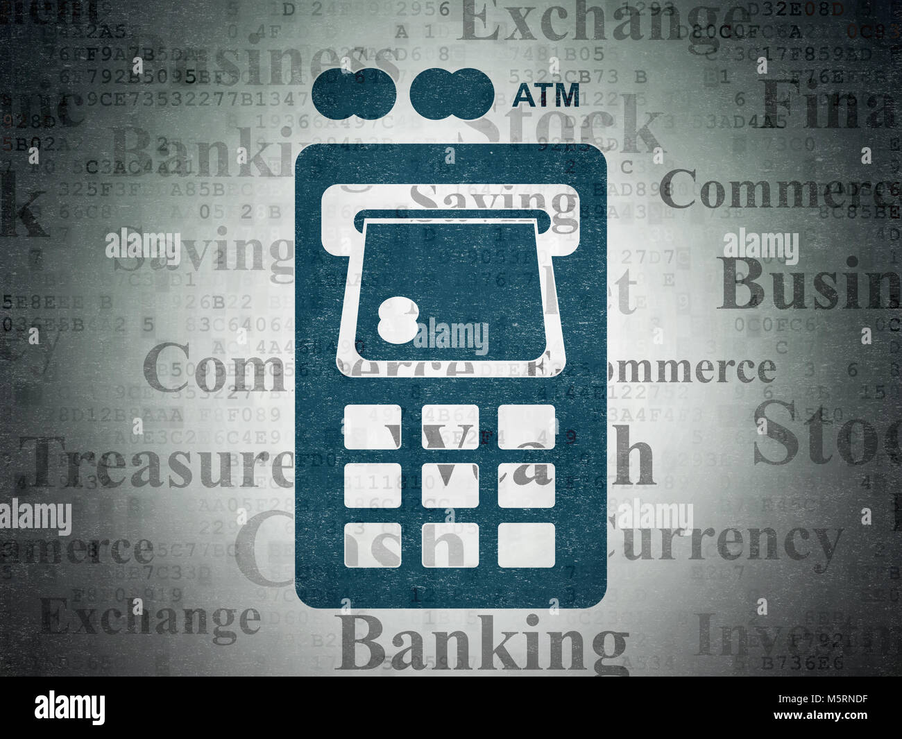 Banking concept: ATM Machine on Digital Data Paper background Stock ...