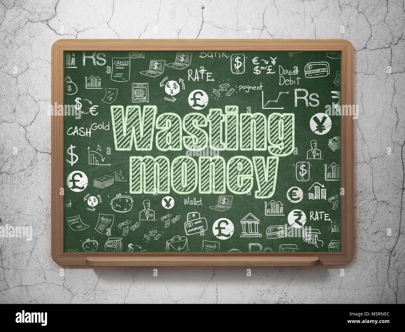 Banking concept: Wasting Money on School board background Stock Photo ...