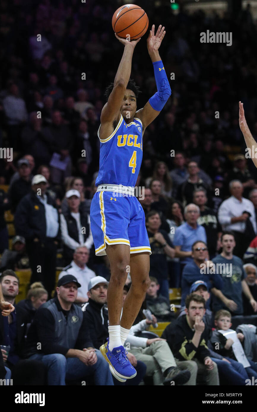 February 25, 2018: UCLA's Jaylen Hands puts up a three against Colorado ...