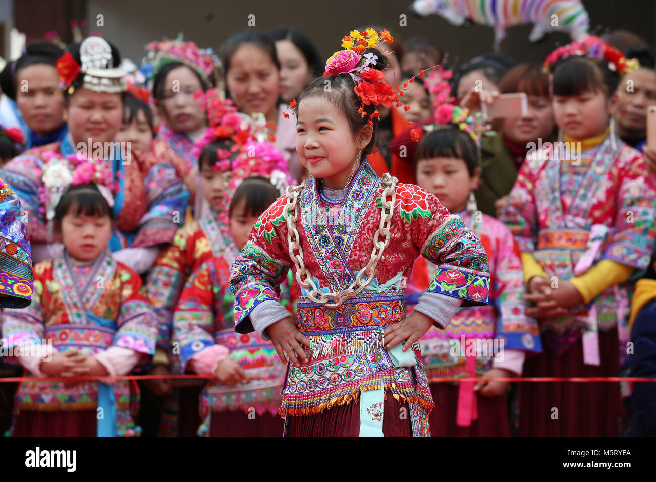Liping, China's Guizhou Province. 25th Feb, 2018. A little girl of Miao ...