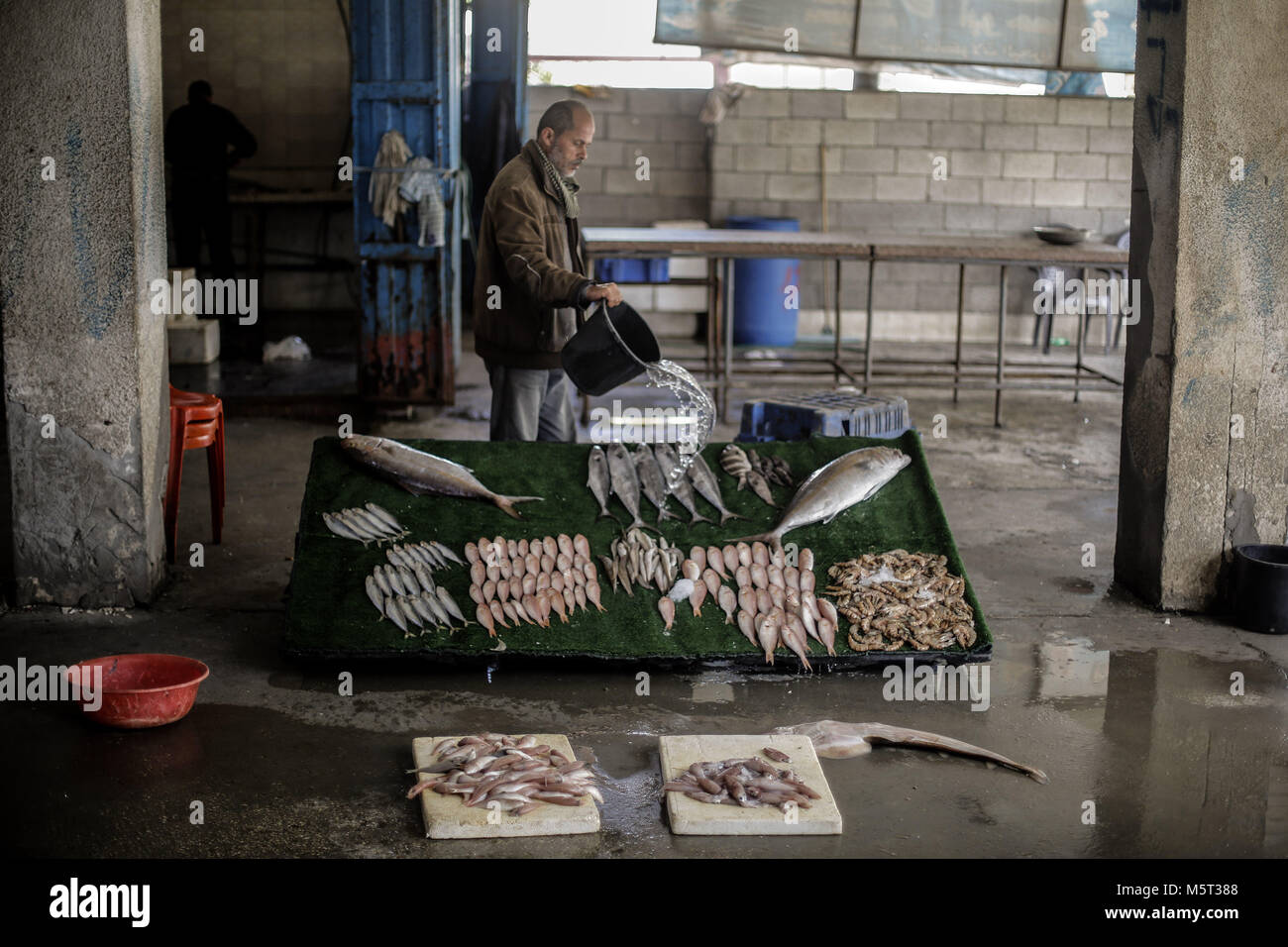 dpatop - A fishmonger pours water over the fish at the fish market in ...