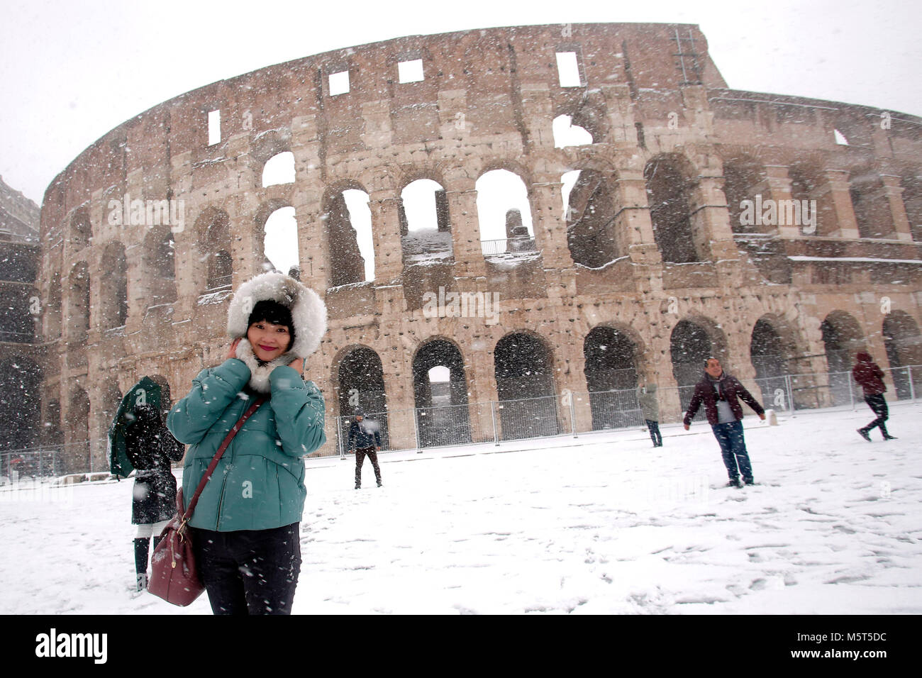 Roma, Italia. 26th Feb, 2018. Snow at Colosseum Roma 26/02/2018. Rome ...
