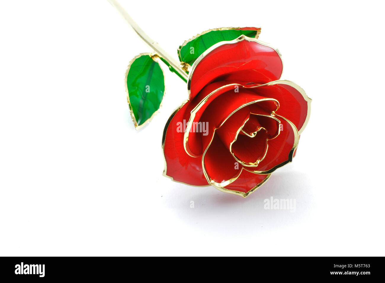 Metalic Rose on white background studio Stock Photo - Alamy