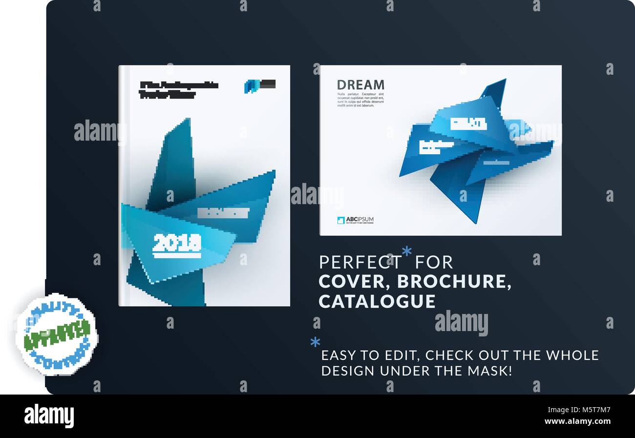 Set of design brochure, abstract annual report, horizontal cover layout ...