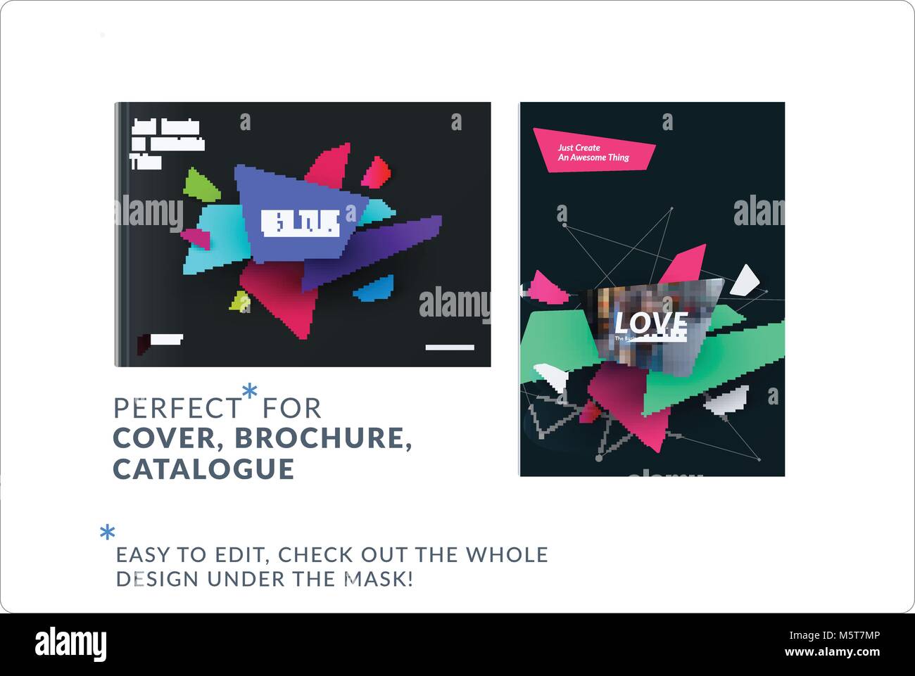 Set of design brochure, abstract annual report, horizontal cover layout ...