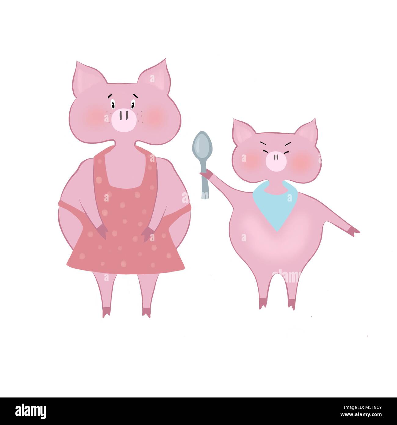 Happy pig family mother and son picture for children 2d raster Stock ...