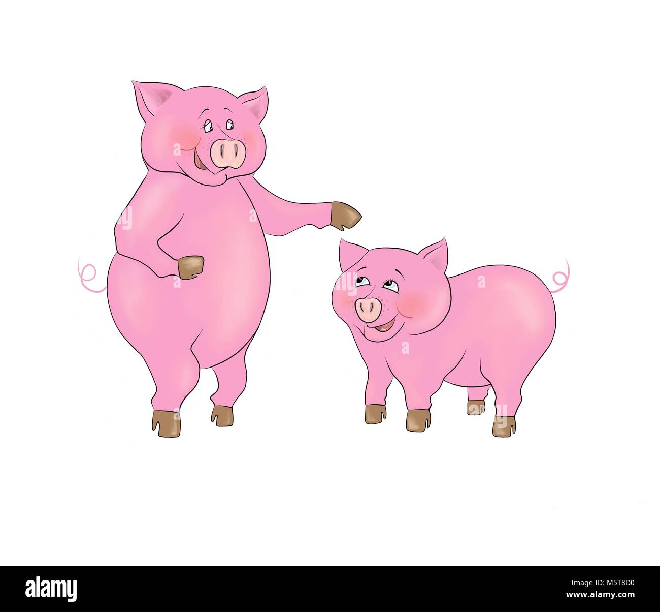 Happy pig family mother and son picture for children 2d raster Stock ...