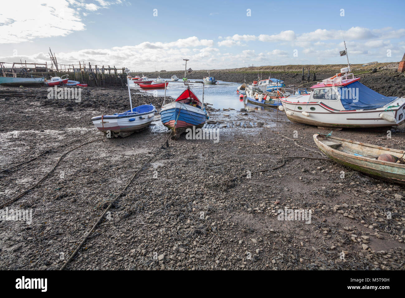 The boats in the small harbour at Paddy's Hole Redcar,England,UK Stock ...