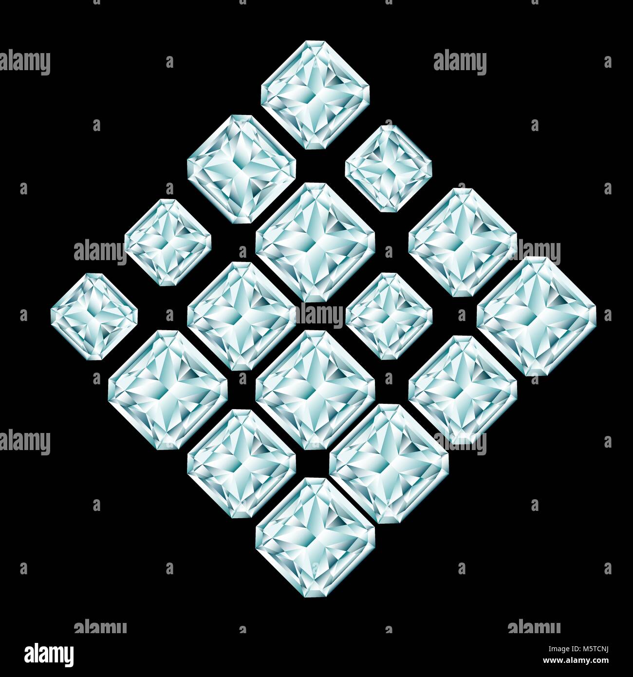 Rhombus composition made of shining diamonds on black background Stock ...