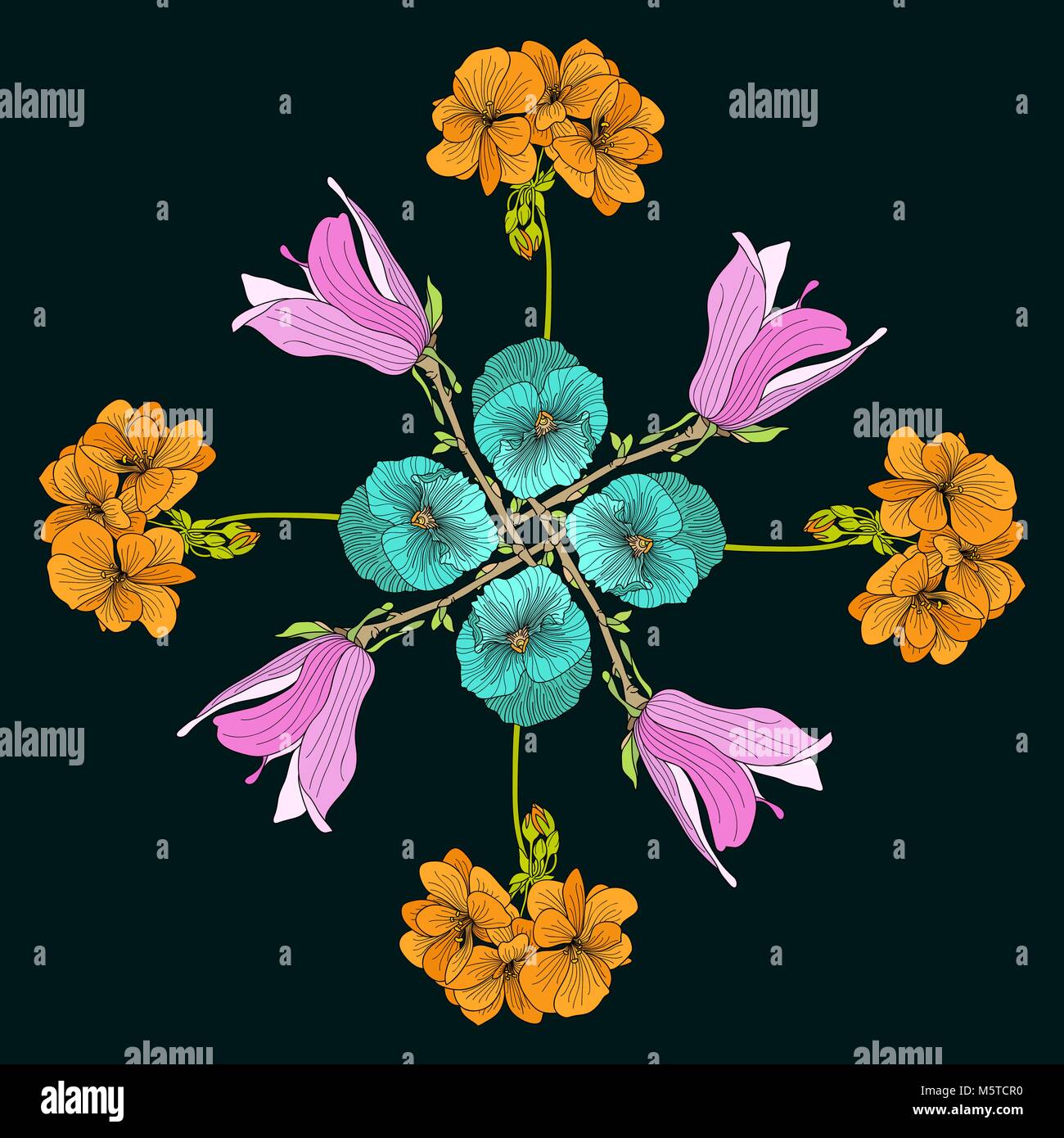 Medieval style flower mandala illustration Stock Vector Image & Art - Alamy