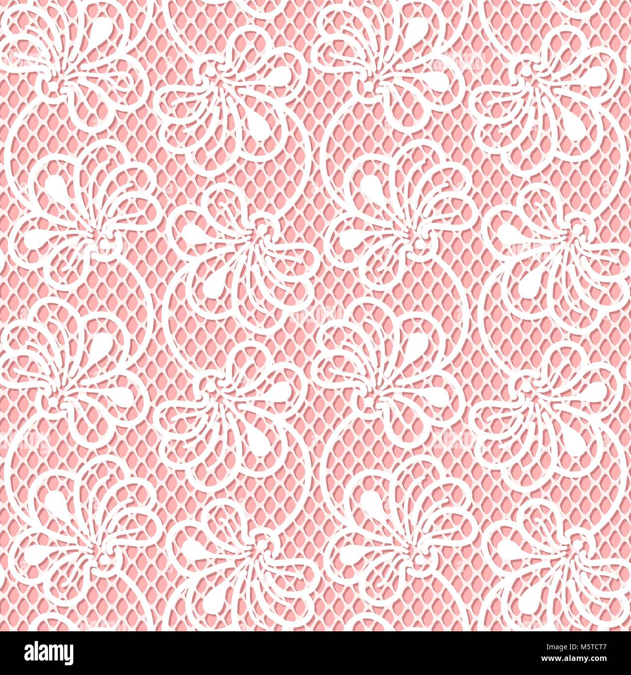 Seamless flower lace pattern on pink background Stock Vector Image ...