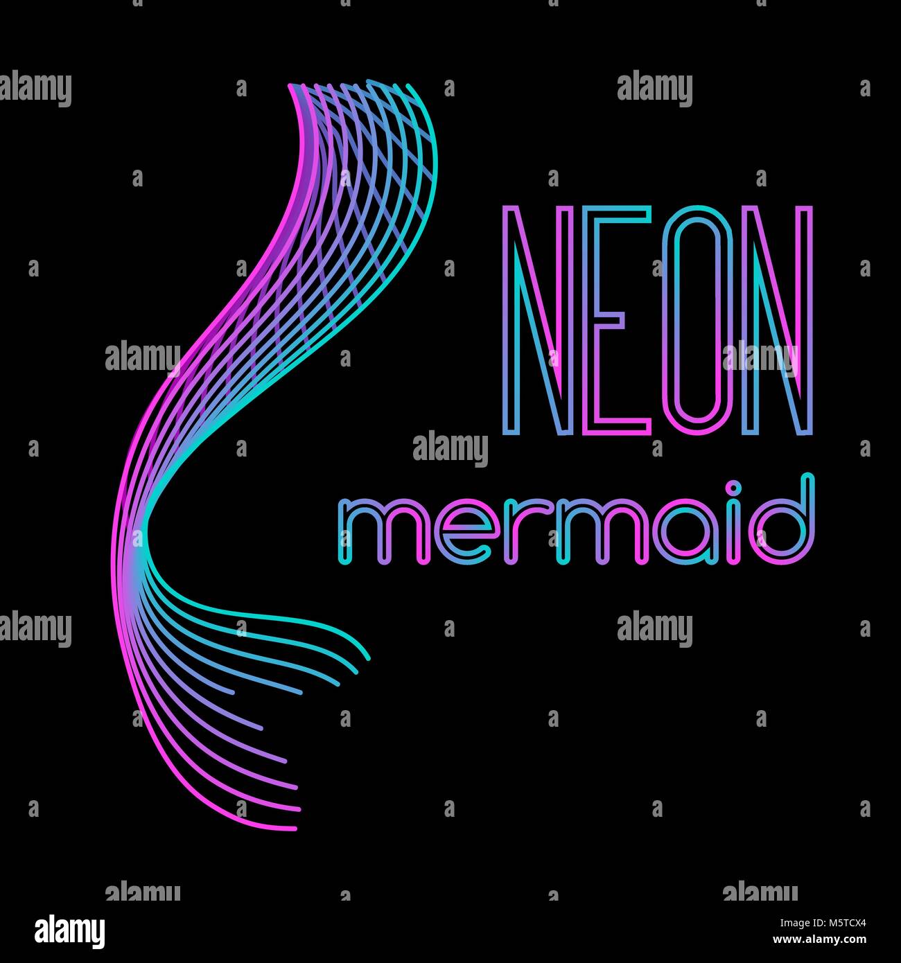 Neon mermaid tail made of parallel lines Stock Vector Image & Art - Alamy