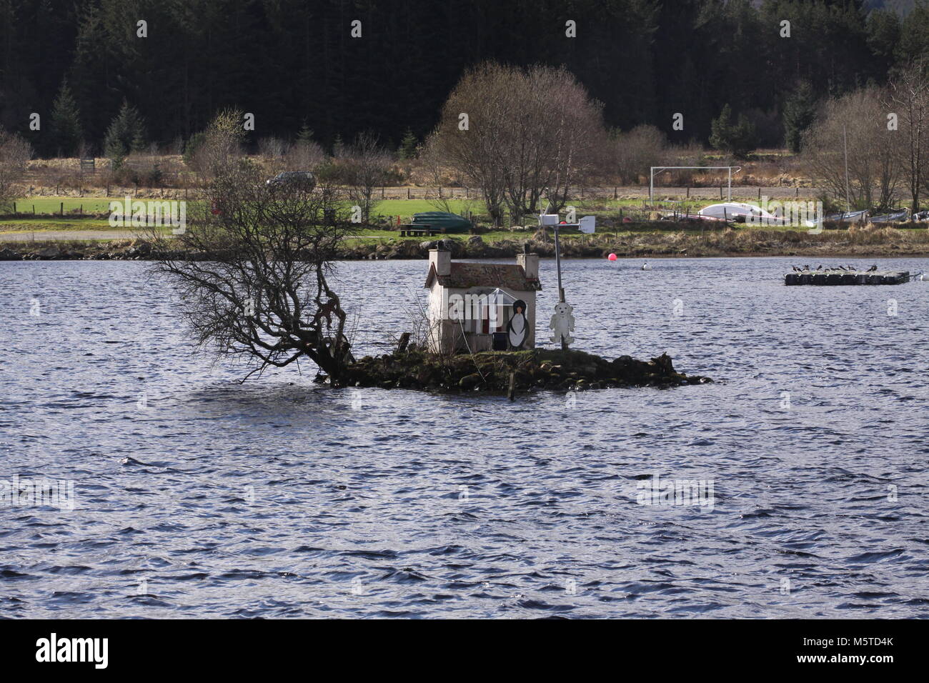 Wee House or Broons house on small island in Loch Shin Lairg Scotland ...