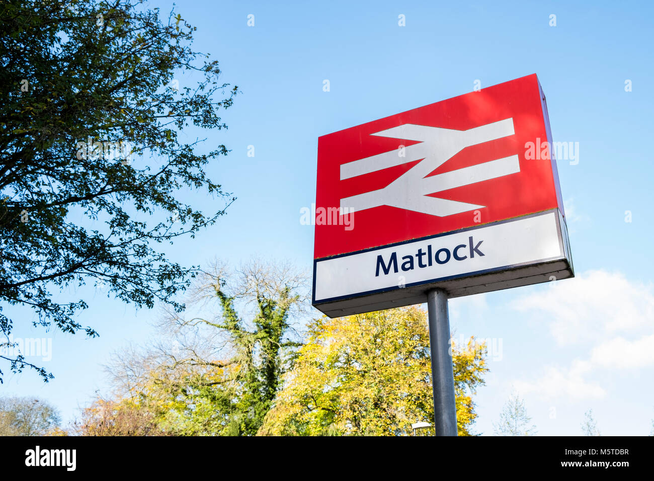 Matlock Railway Station sign, Derbyshire, England, UK Stock Photo - Alamy