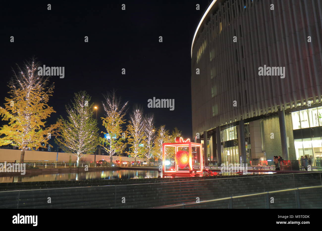 People visit Christmas illumination at Osaka train station in Osaka ...