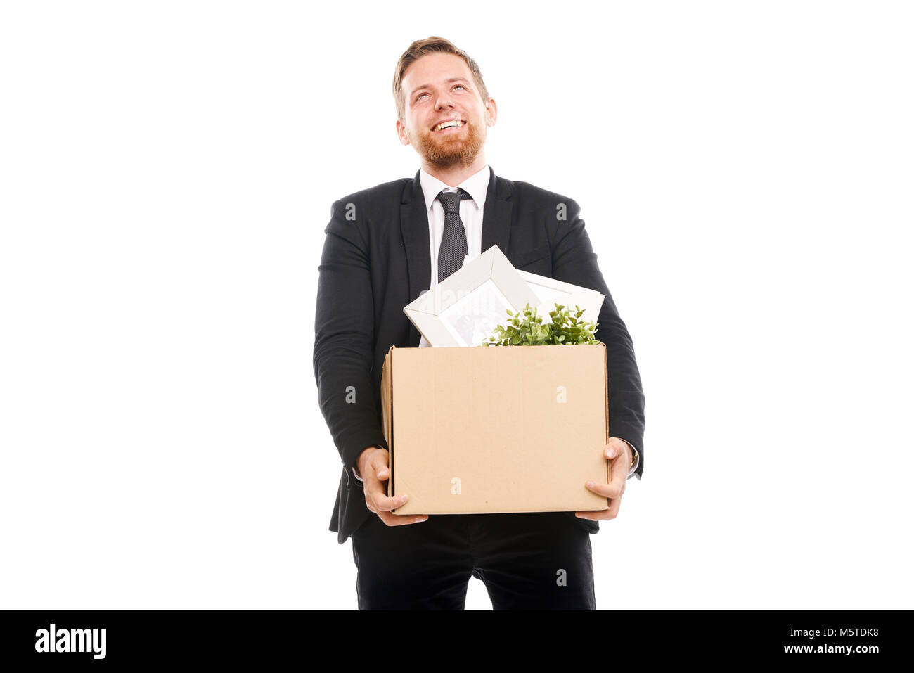 Office worker with personal belongings Stock Photo - Alamy