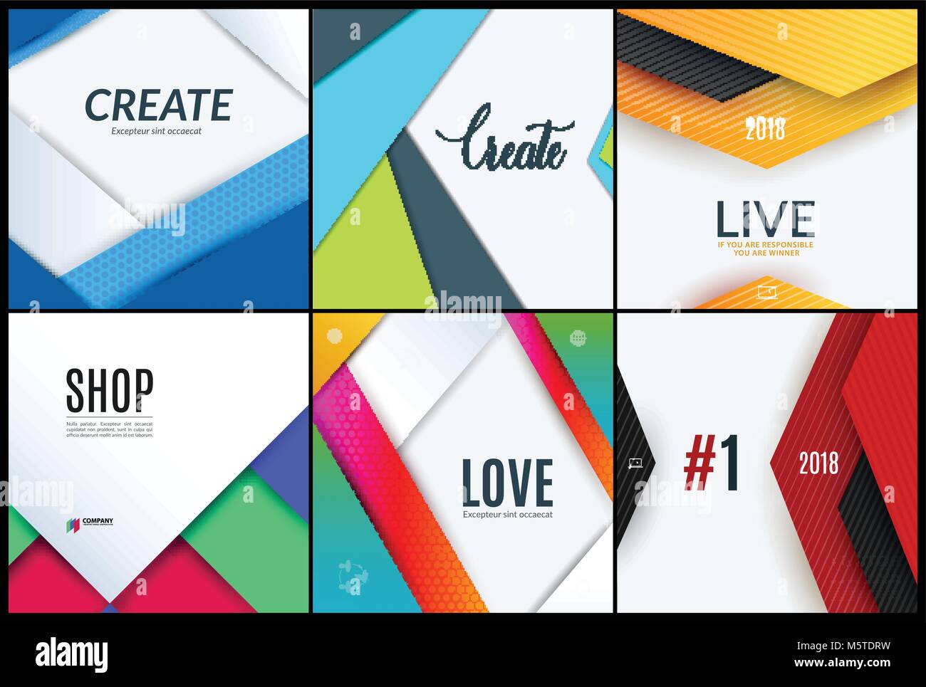 Set. Material design of abstract vector elements for graphic template ...