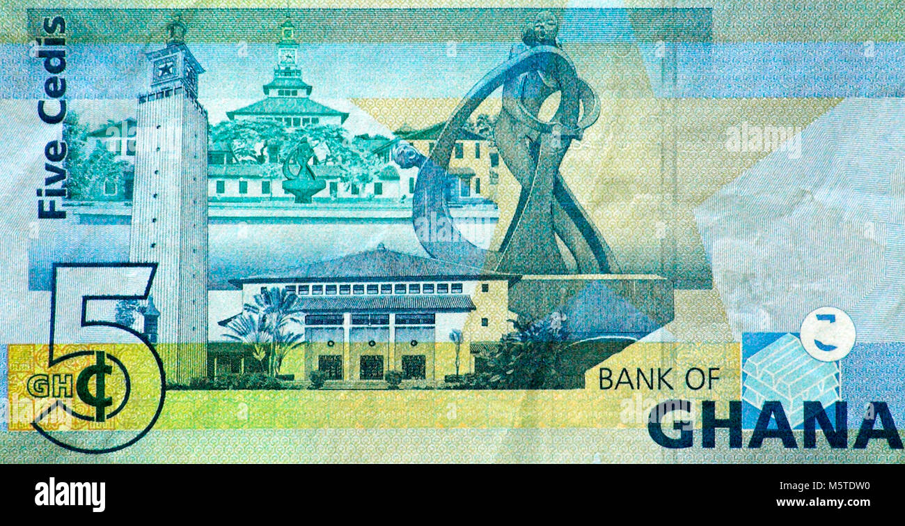 Ghana Five 5 Cedi Bank Note Stock Photo - Alamy