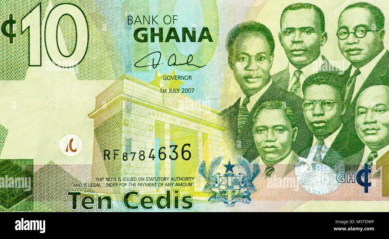 Ghana Ten 10 Cedi Bank Note Stock Photo - Alamy