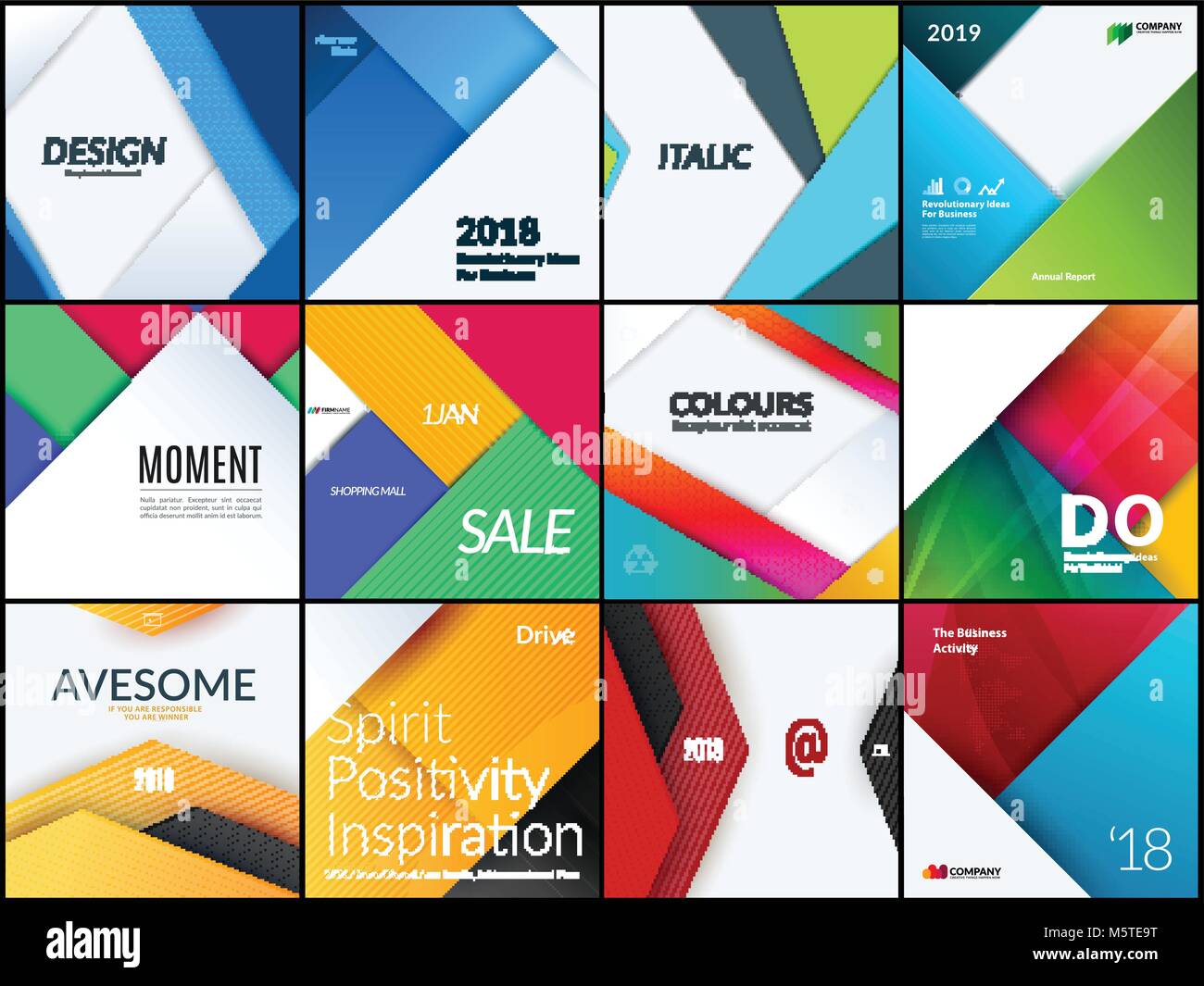 Set. Material design of abstract vector elements for graphic template ...