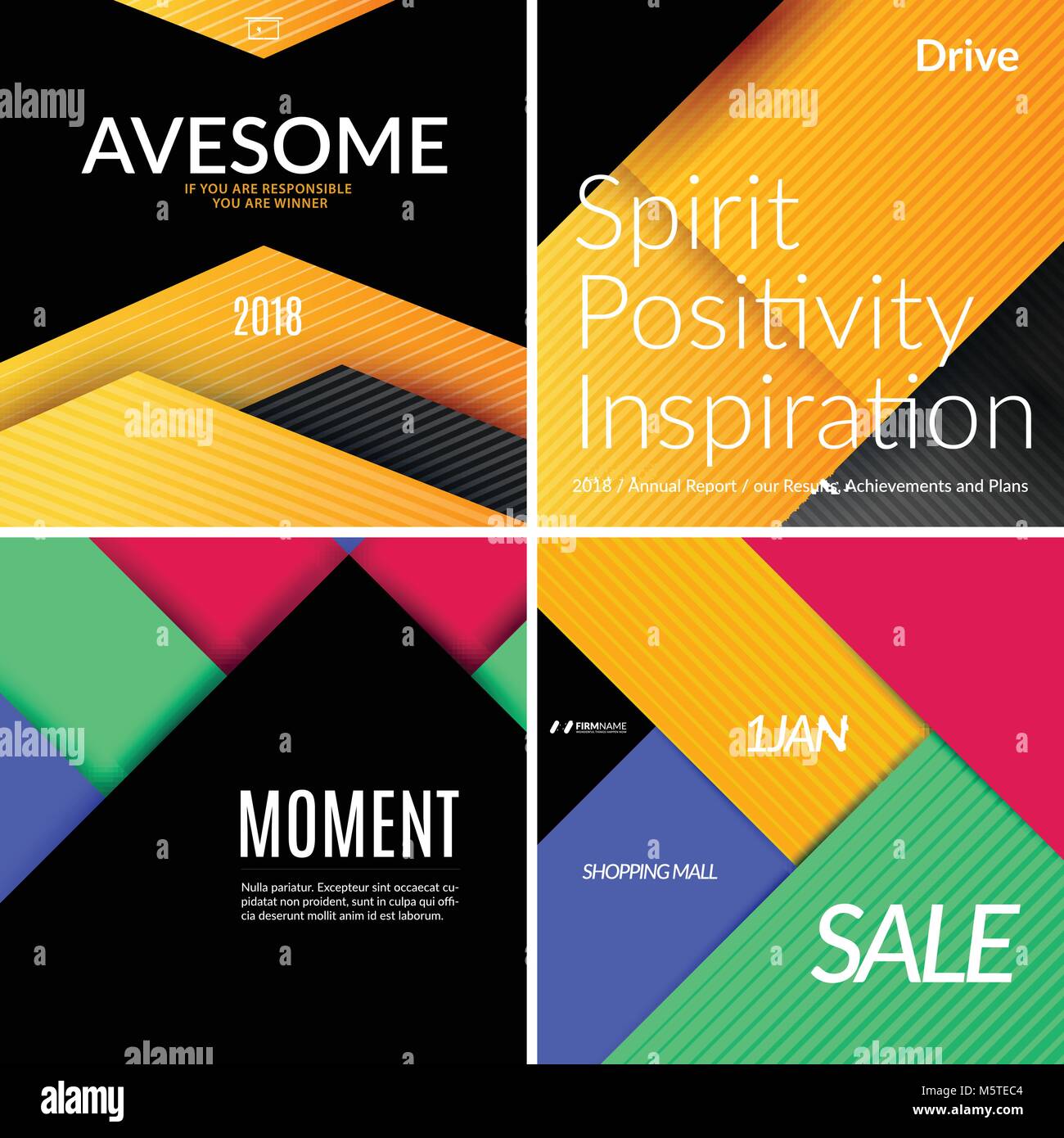 Set. Material design of abstract vector elements for graphic template ...