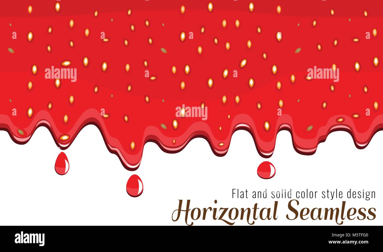 Realistic drips of strawberry jam with flat and solid color design on ...