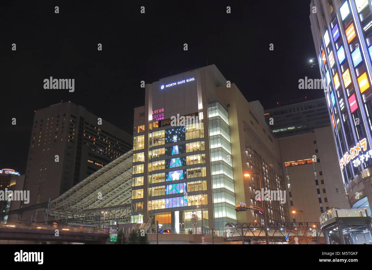 People visit Lucua shopping mall in Nanba Osaka Japan. Lucua is contemporary shopping complex ...