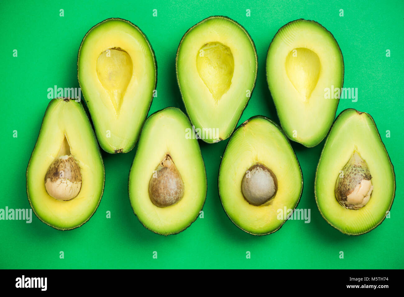 Avocado flat lay on green pastel background. Food concept Stock Photo ...