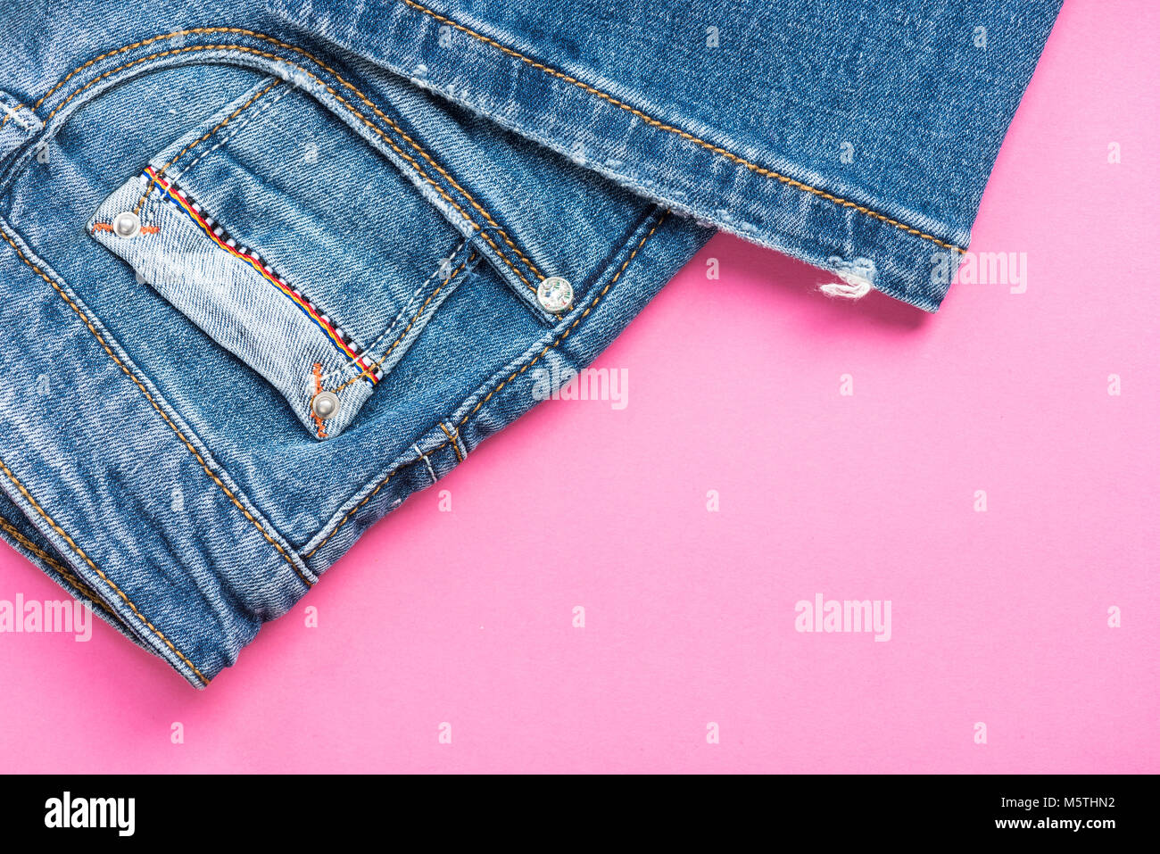 Jeans store header or template, pink pastel color Stock Photo - Alamy