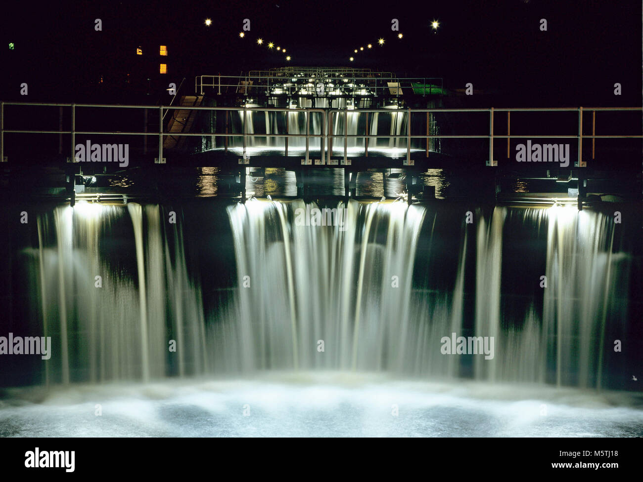 A night view of Neptune’s Staircase, a staircase of eight locks which ...