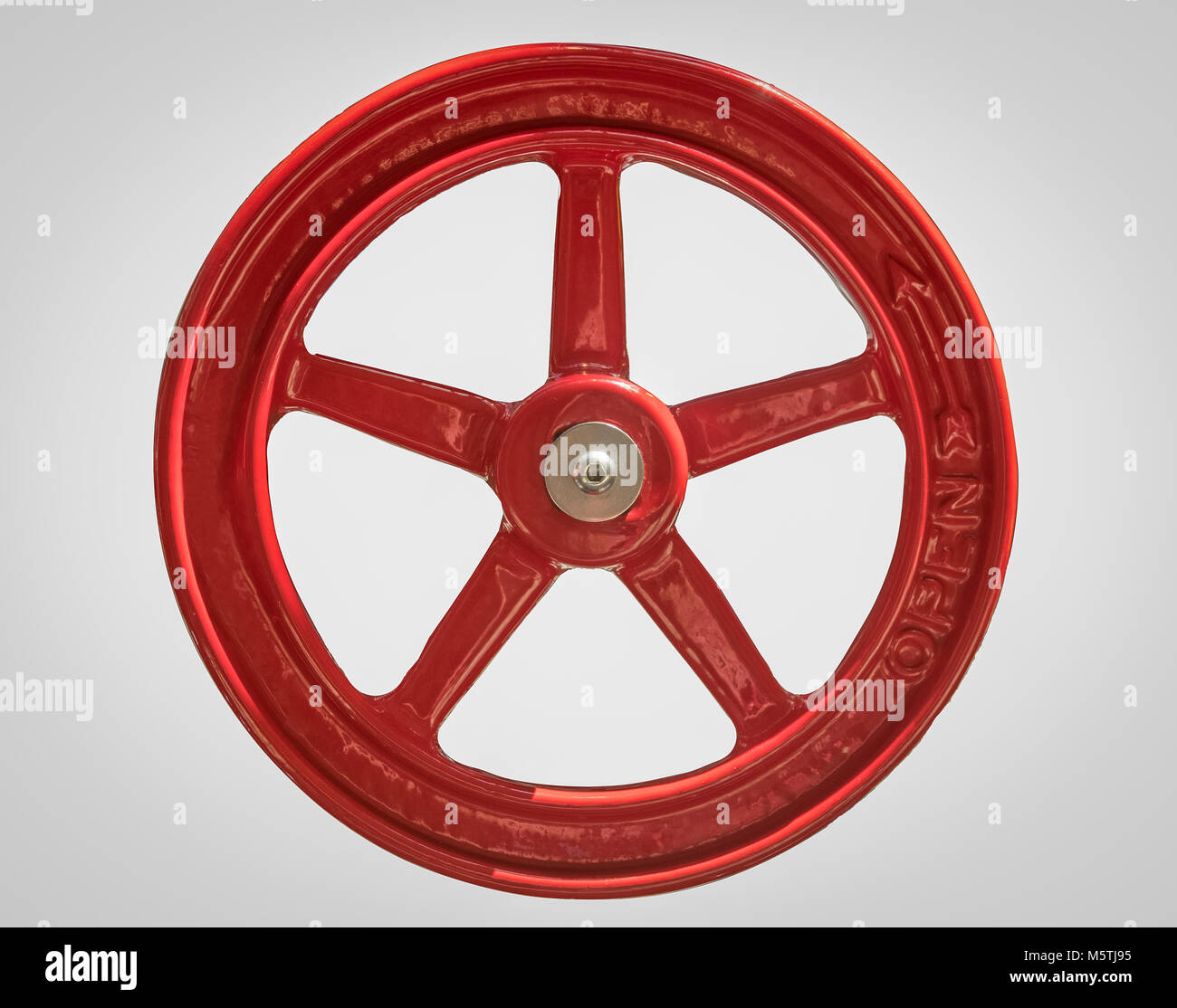 Close Up of a Large Red Industrial Opening Wheel Isoalted Stock Photo ...