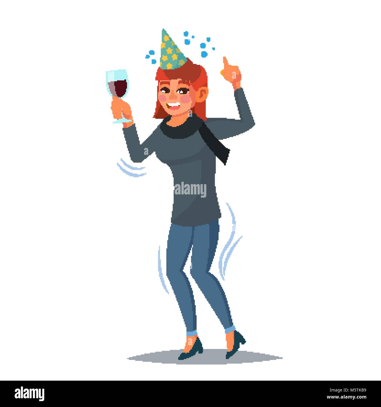 Drunk Office Female Worker Vector. Have Fun. Cheers Party Concept ...