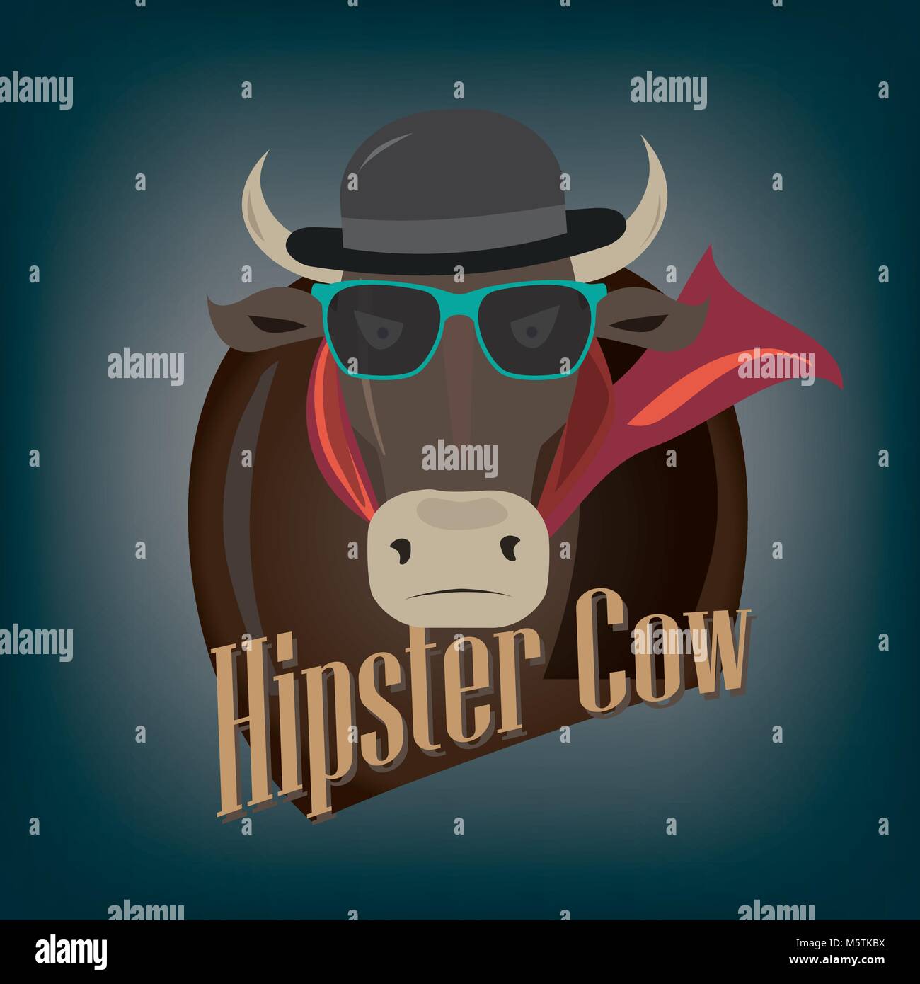 Cool hipster demonic evil cow - illustration Stock Vector Image & Art ...