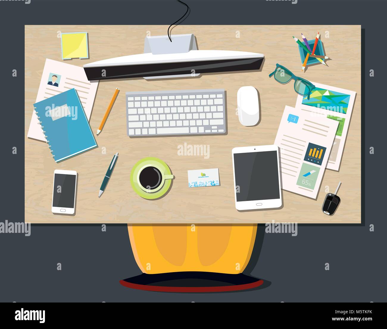 Concept business office with a view of office desk from the top Stock ...