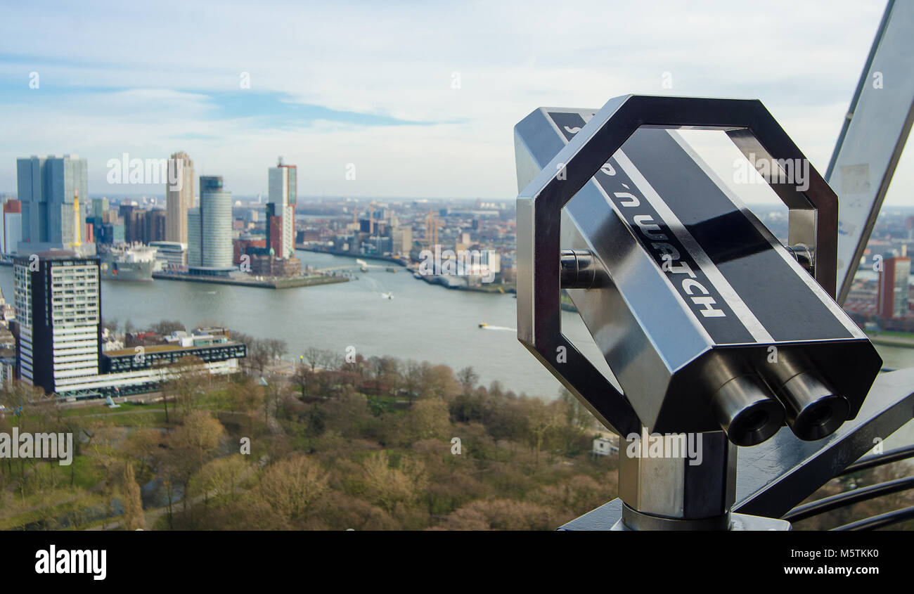 View of Rotterdam from the tower at the harbor Stock Photo - Alamy