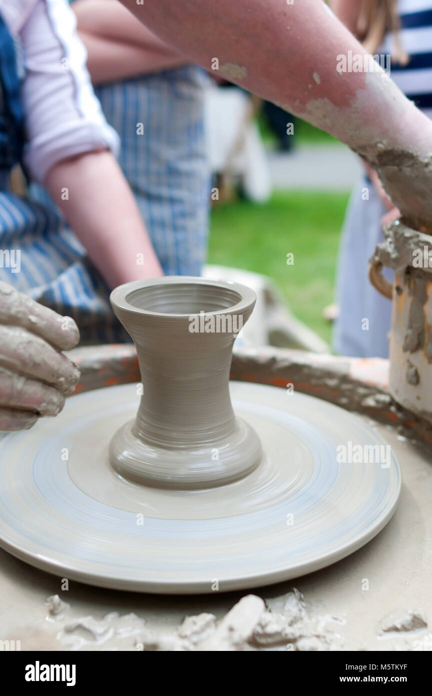 Pottery - formation process of the clay dish with traditional method as ...