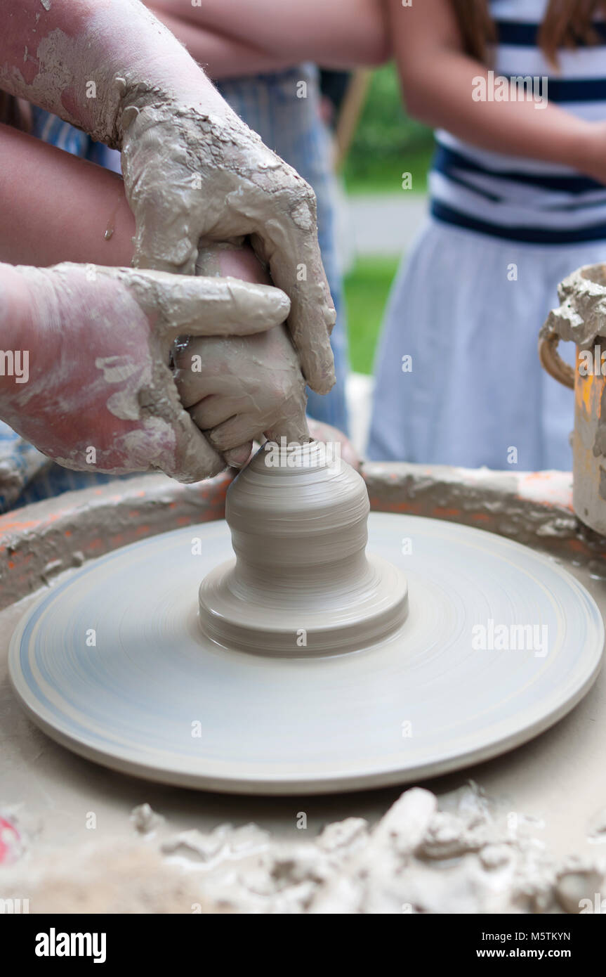 Pottery - formation process of the clay dish with traditional method as ...